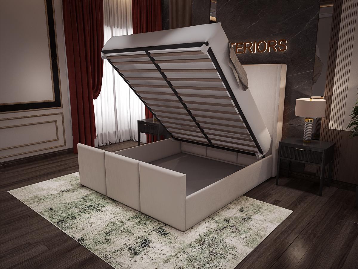 King Size Bed Frame - Liner Wingback Bed - rn interiors