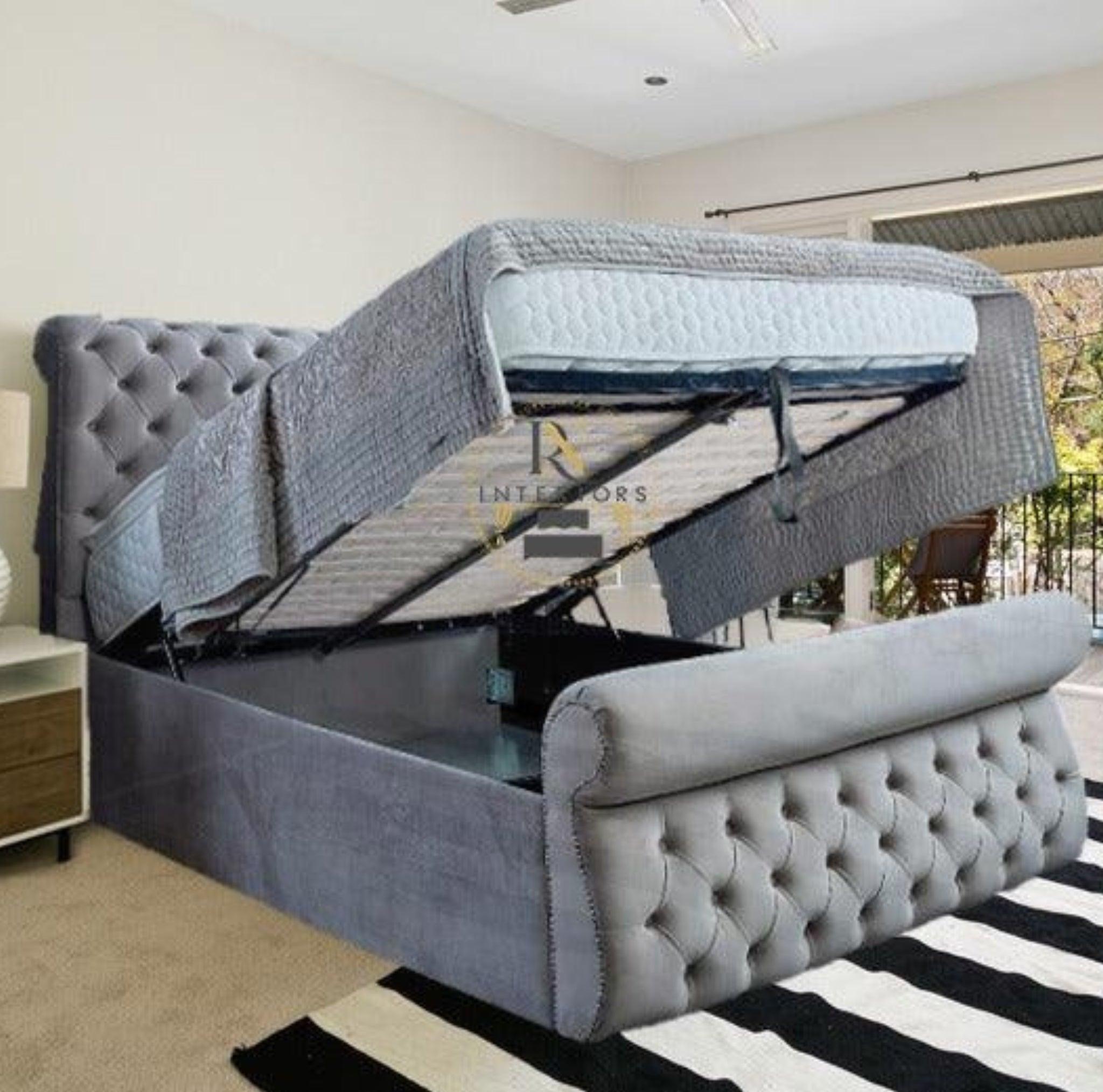 Single Bed Frame with Storage - Moonrest Scroll Bed Frame - rn interiors